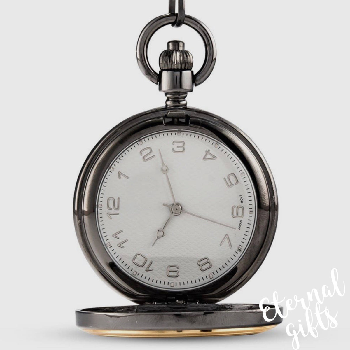 Gold Frame Gunmetal Pocket watch & Fob – Eternal Elphin